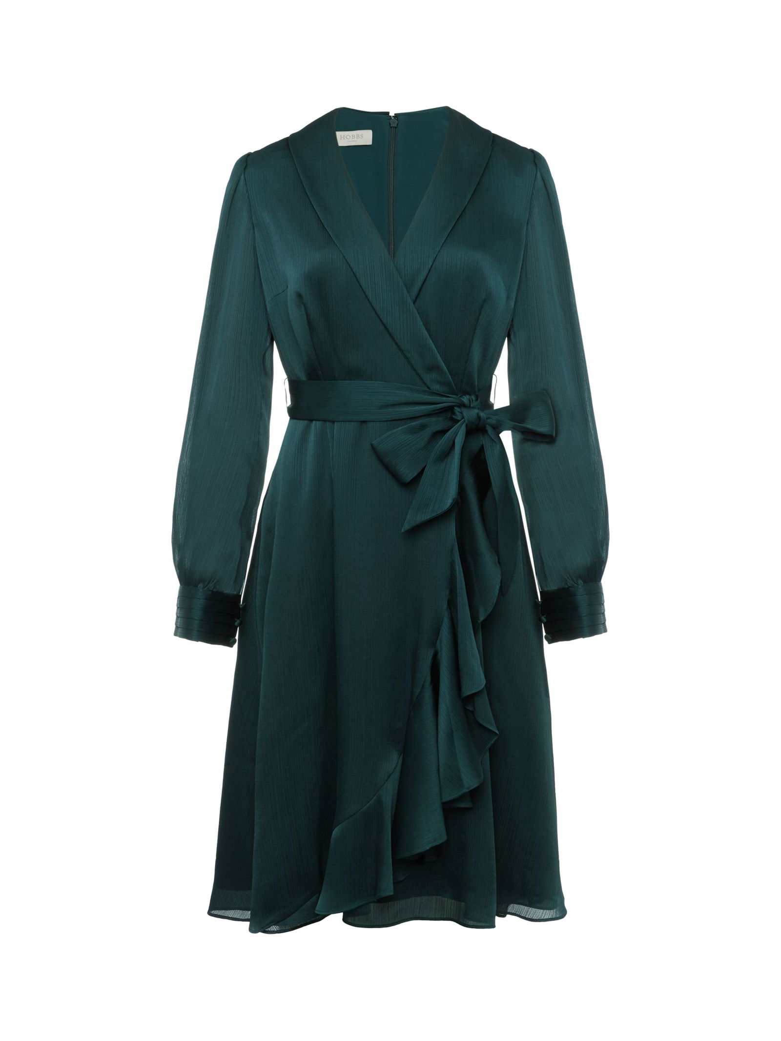 HOBBS Sally Satin Wrap Knee Length Dress | endource