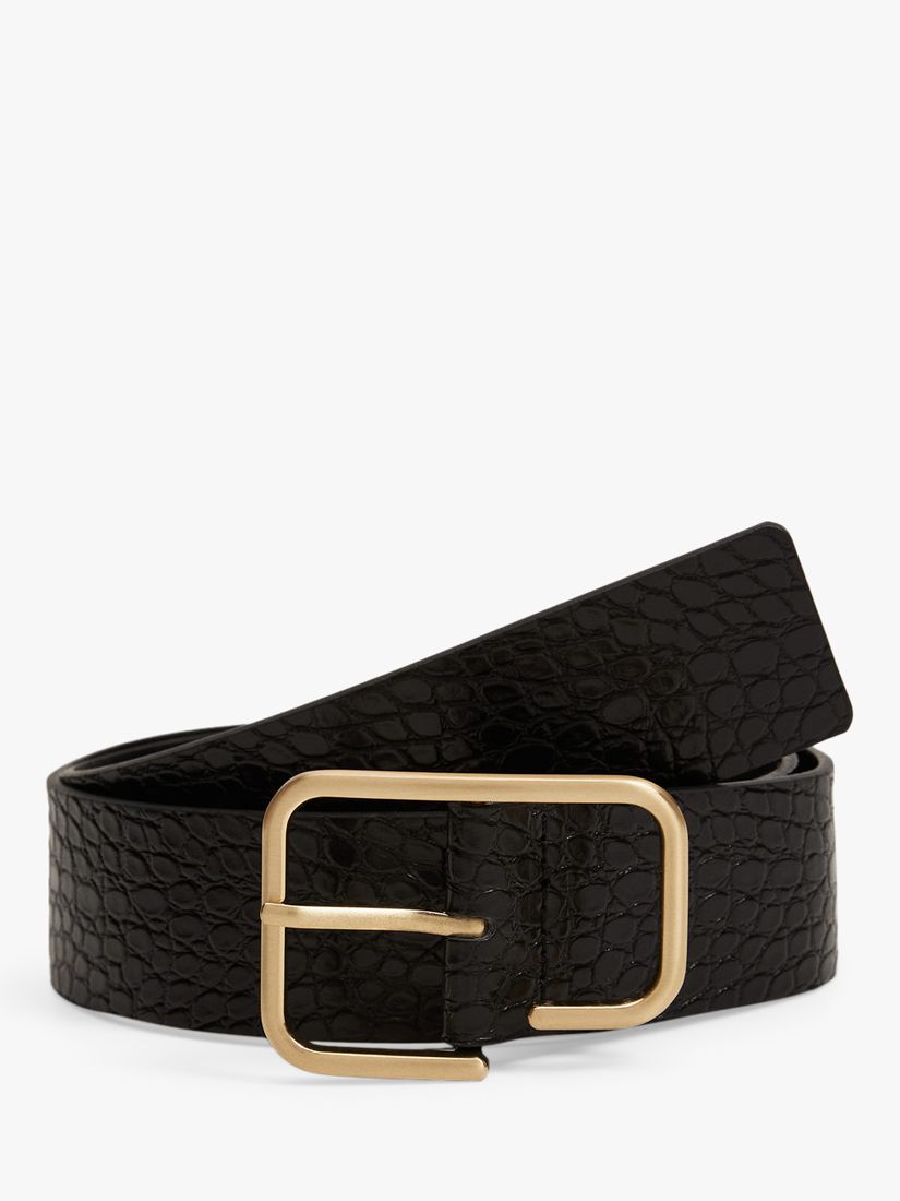 MANGO Snake Effect Belt in Black | endource