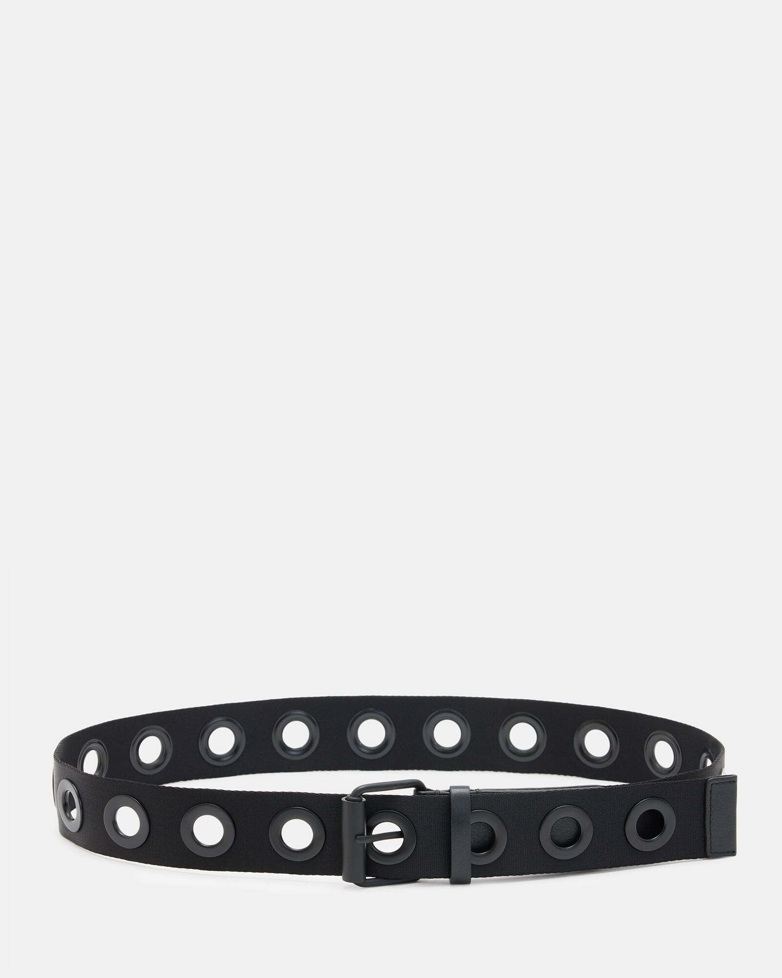 ALLSAINTS Demi Webbing Eyelet Belt in BLACK/MATTE BLACK | Endource