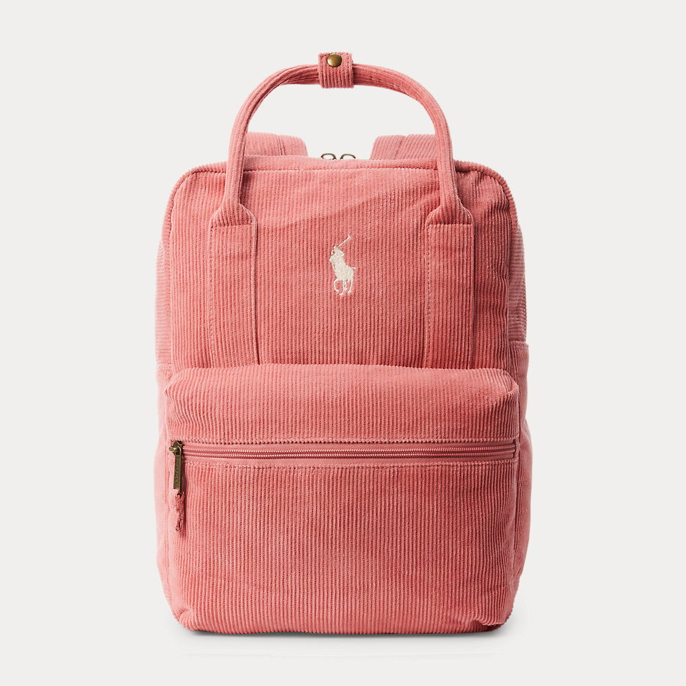 RALPH LAUREN Big Pony Corduroy Backpack in Pink | endource