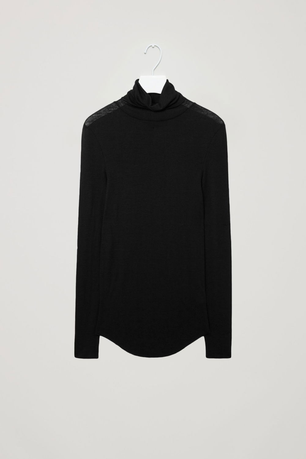 COS Roll-neck Wool Top in Black | Endource