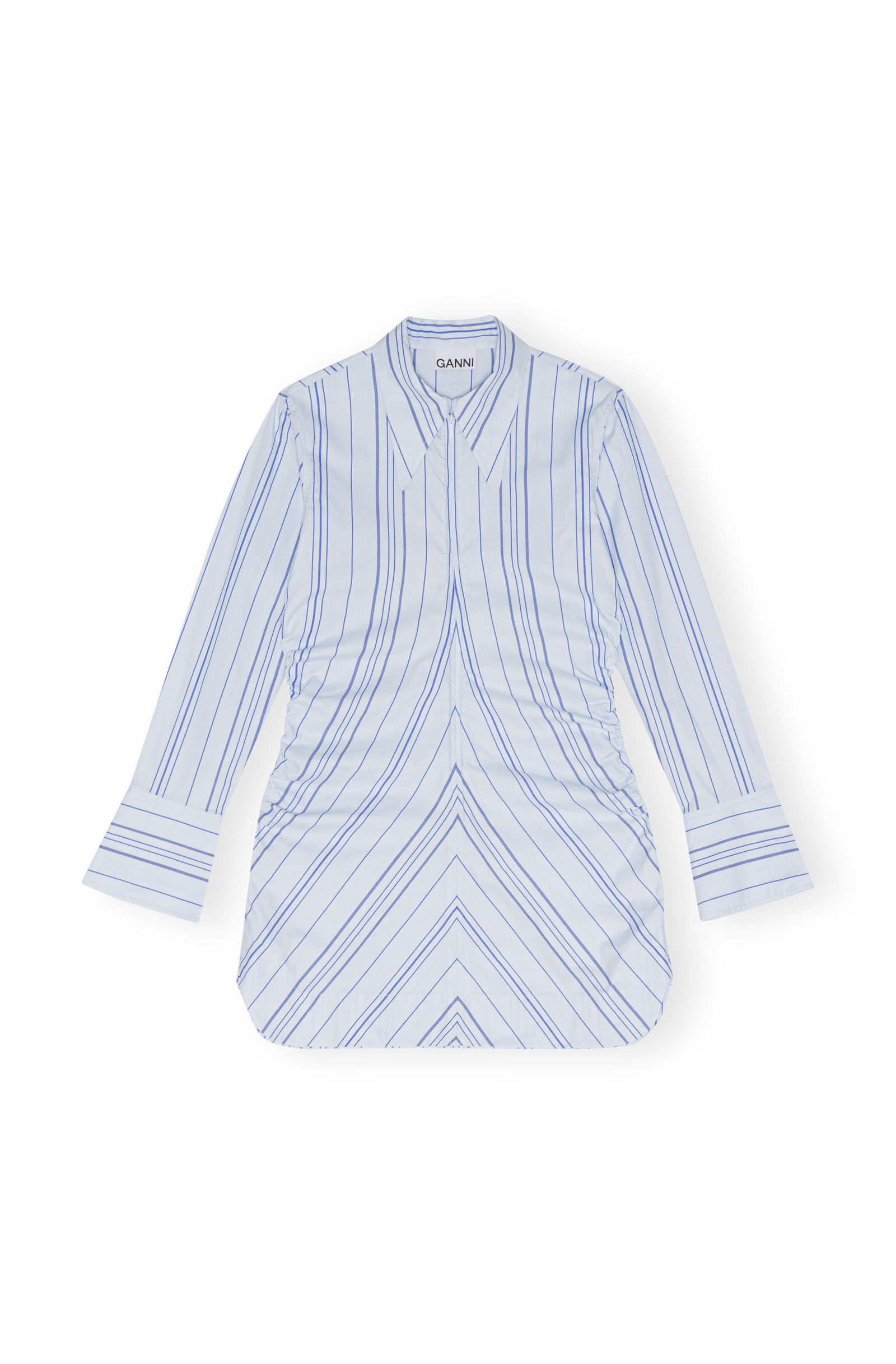 GANNI Striped Twill Fitted Tunic in Heather | endource