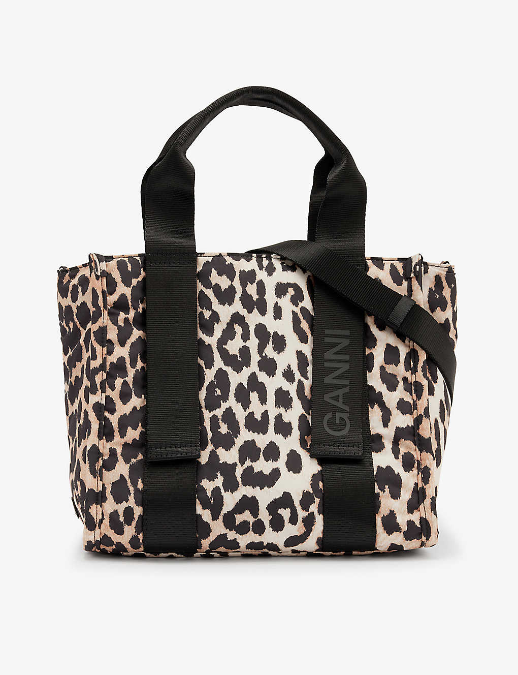 GANNI Leopard-Print Recycled-Polyester Tote Bag in LEOPARD | endource
