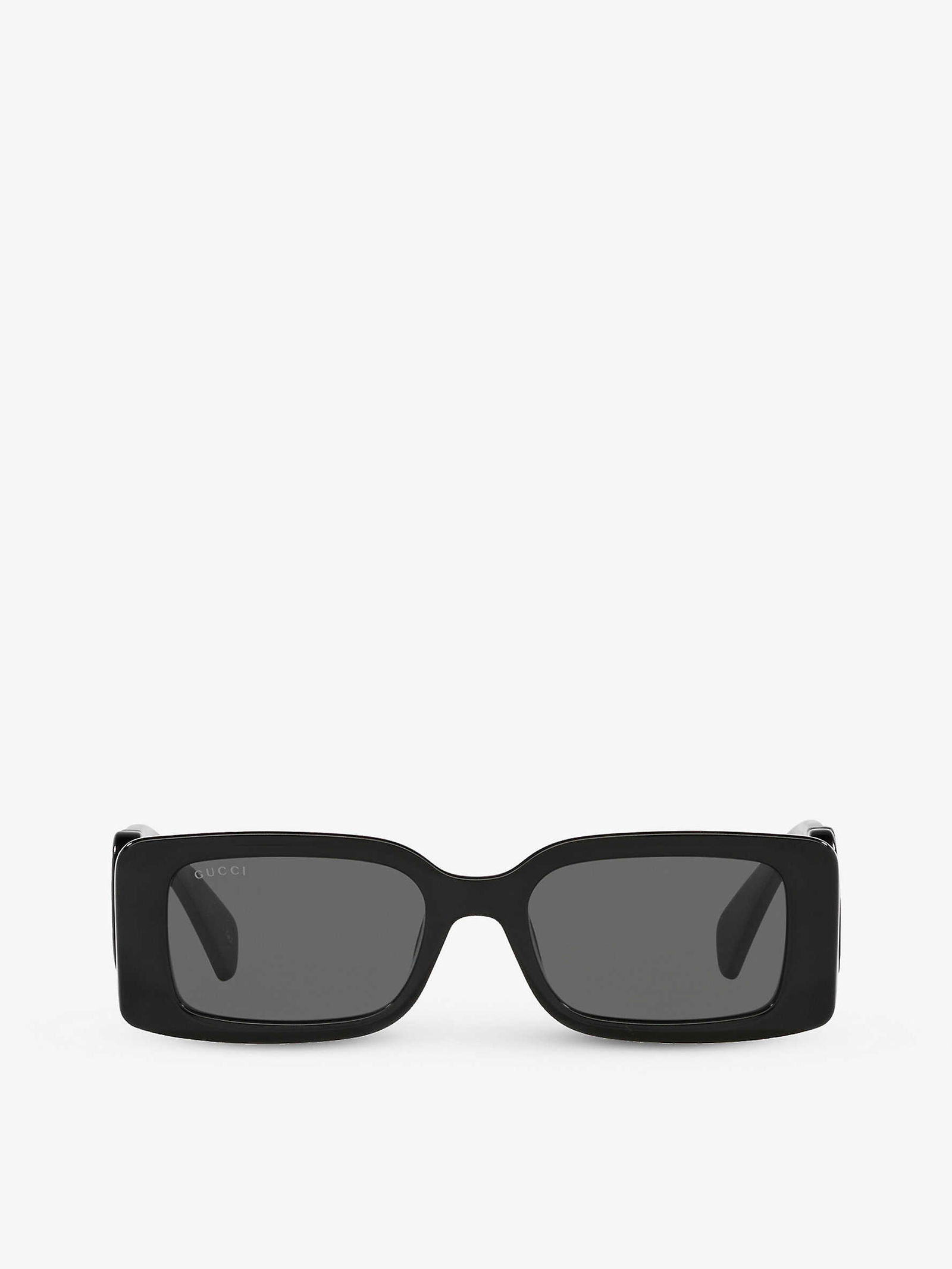GUCCI Branded-Arm Rectangle Acetate Sunglasses in BLACK | endource