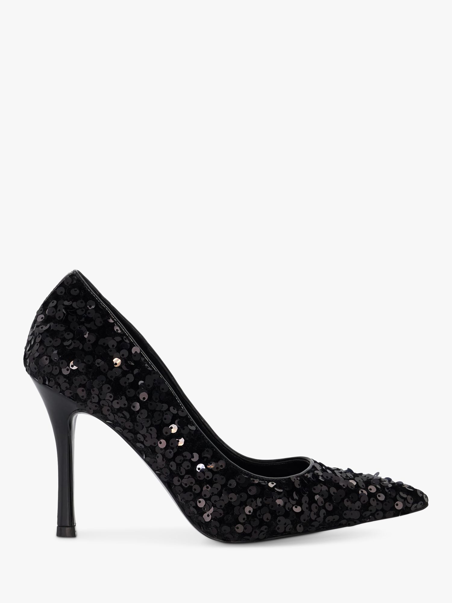 DUNE Astounding Sequin High Court Shoes in Black-sequins | endource
