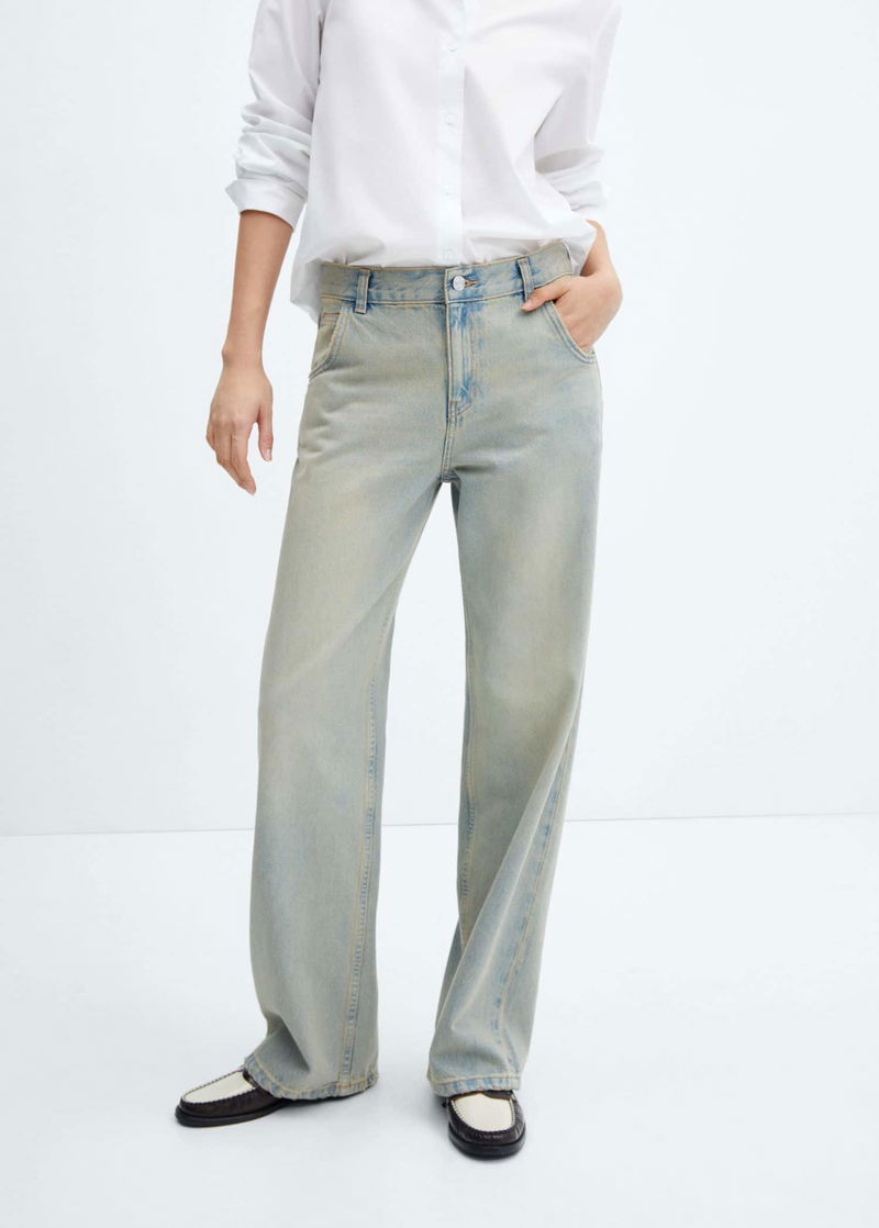 MANGO Low Waist Wideleg Jeans in Medium Vintage Blue | Endource