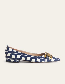 BODEN Snaffle Trim Ballet Flats in French Navy, Cube Geo | endource