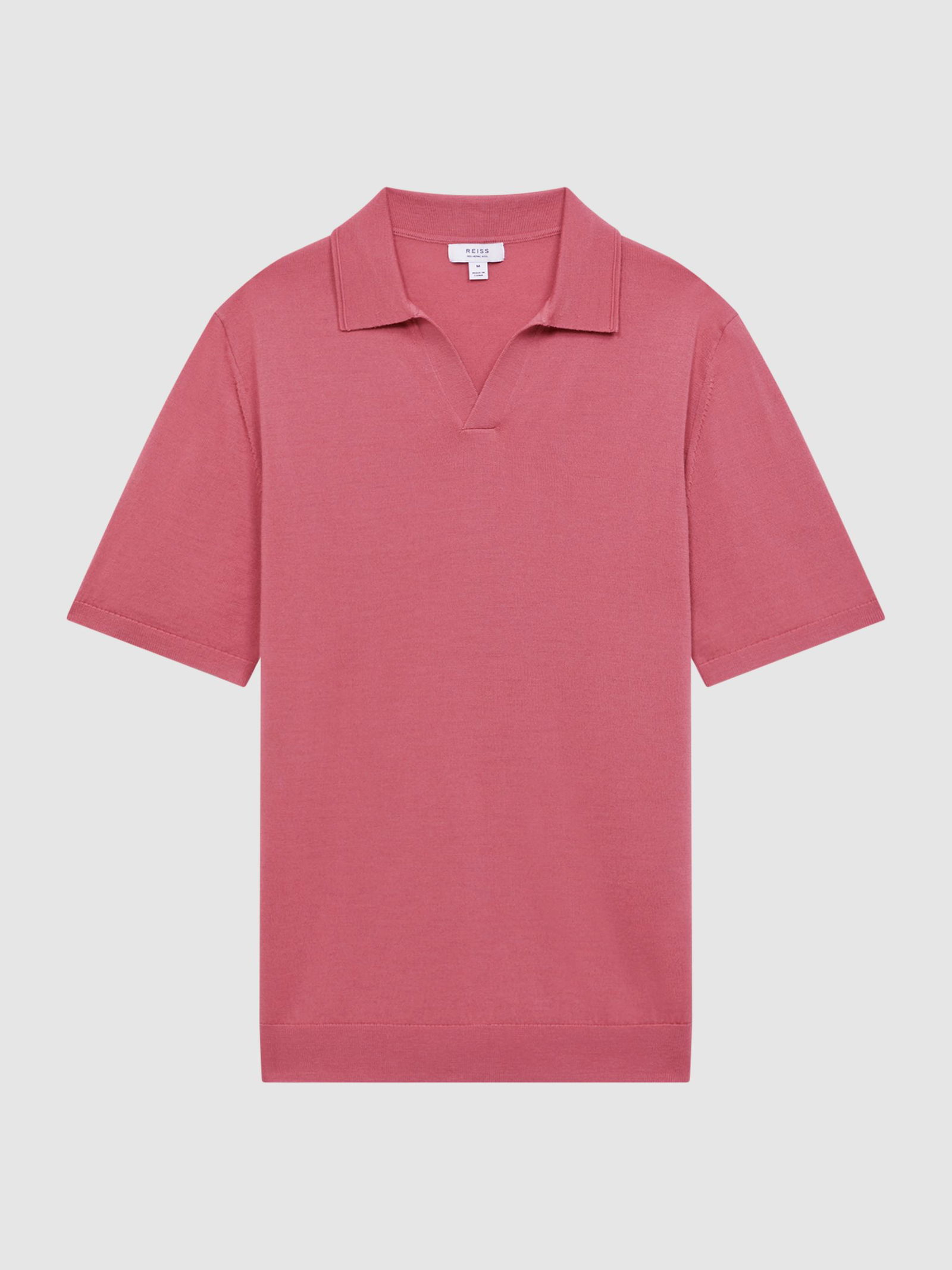 REISS Duchie Open Collar Polo Shirt in Coral | endource