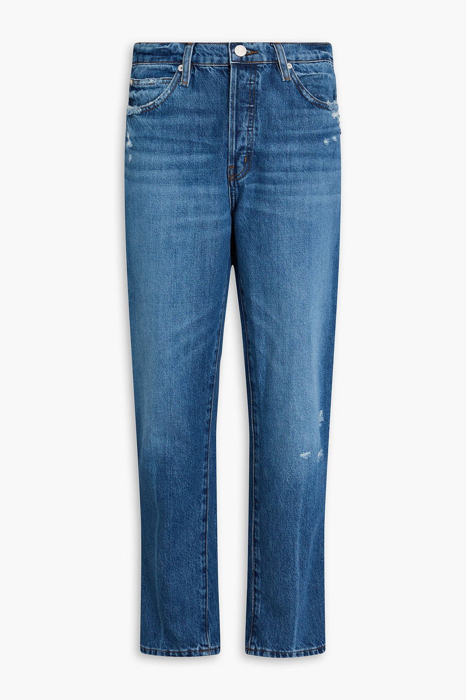 FRAME Le Mec High-Rise Straight-Leg Jeans in Blue | endource