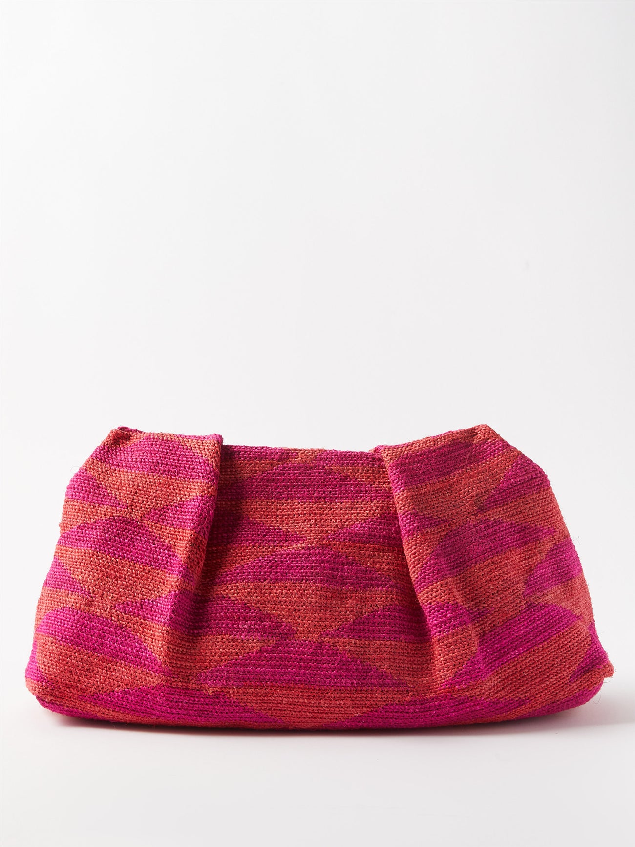 SENSI STUDIO Maxi Woven-Sisal Pouch in Pink, orange | endource