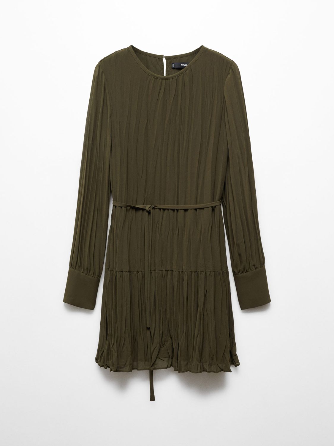 MANGO Isabel Pleated Mini Dress in Khaki | endource