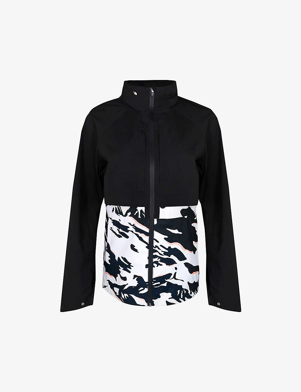 SWEATY BETTY Pro Light Waterproof Woven Ski Jacket in Black Peaks Print ...