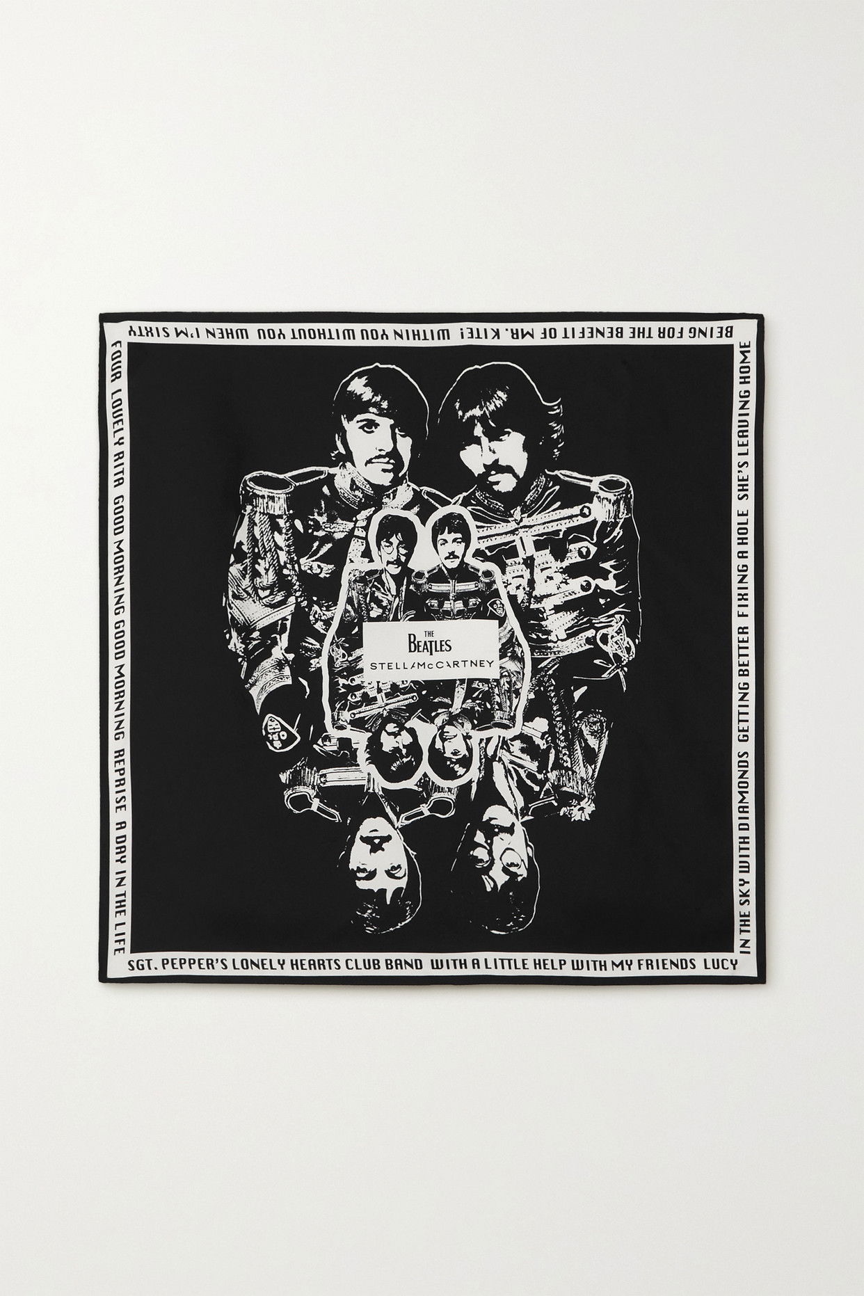 STELLA MCCARTNEY The Beatles Get Back Printed Silk-Twill Scarf in Black ...