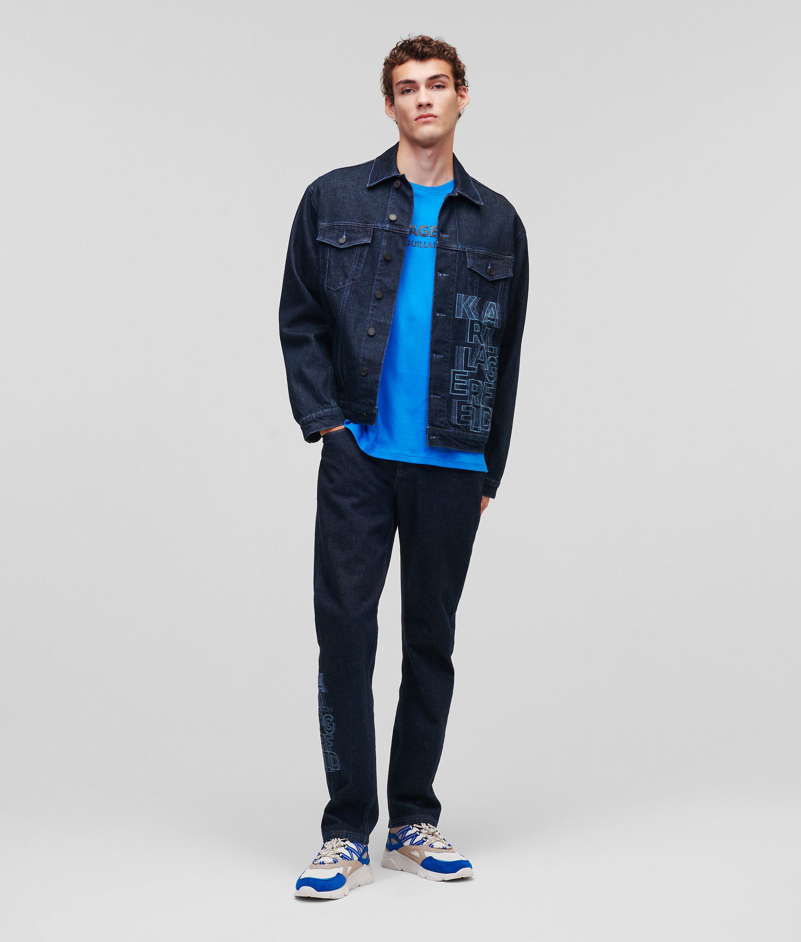 KARL LAGERFELD Karl Logo Denim Jacket in Blue Denim | Endource