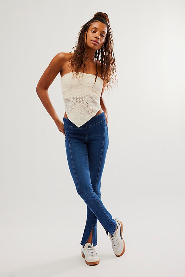 FREE PEOPLE We The Free - Double Dutch Pull-On Slit Skinny Jeans in ...