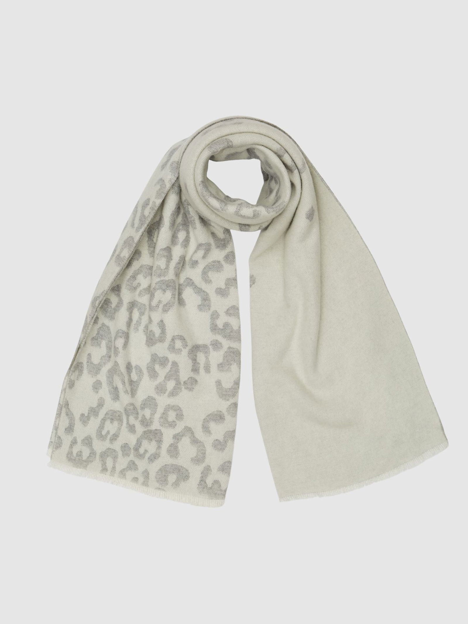 REISS Amber Leopard Scarf in Grey | endource