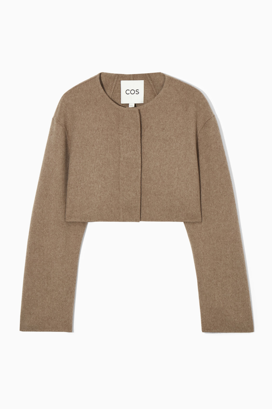 COS Double-Faced Cropped Hybrid Jacket in LIGHT BROWN MÉLANGE | endource
