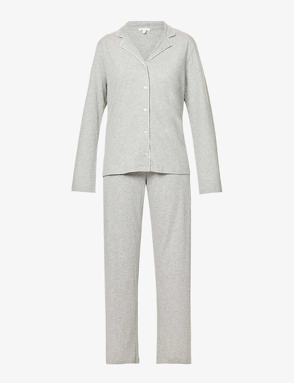 SKIN Cayla Relaxed-Fit Organic-Cotton Pyjama Set in HEATHERGREYWHITE ...