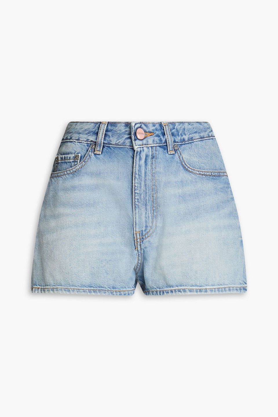 GANNI Faded Denim Shorts in Blue | endource