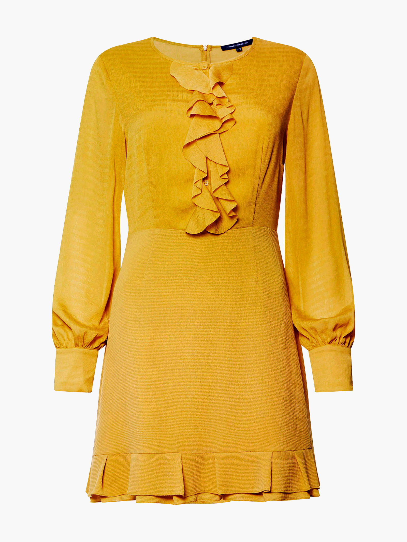 FRENCH CONNECTION Anna Cora Pleated Ruffle Mini Dress in Bright Gold ...