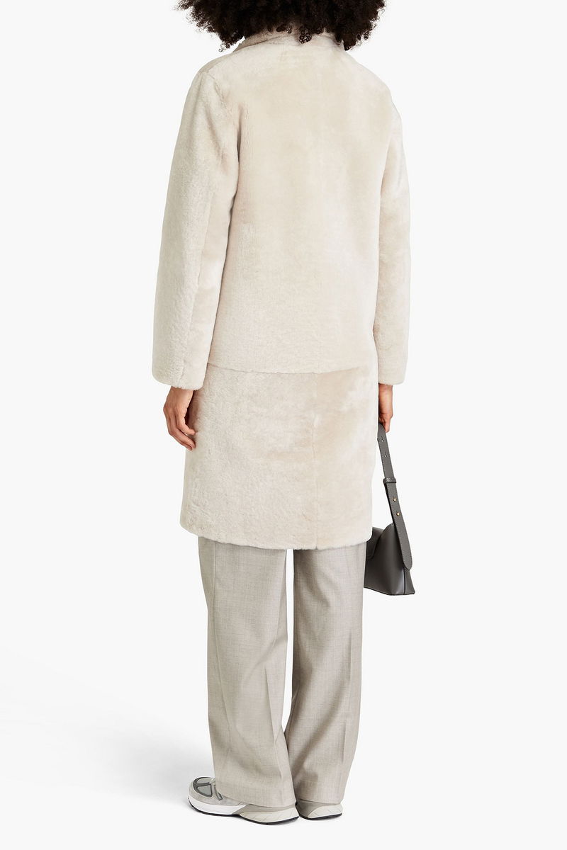 SANDRO Shearling Coat in Neutral | Endource