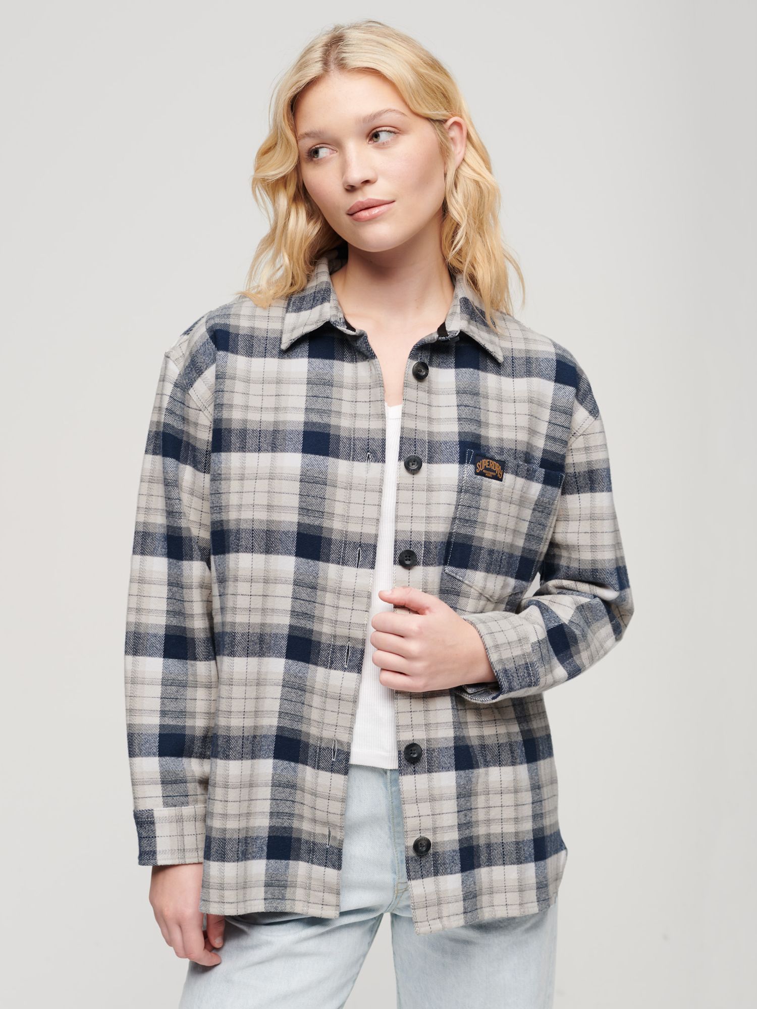 SUPERDRY Plaid Check Organic Cotton Overshirt | endource