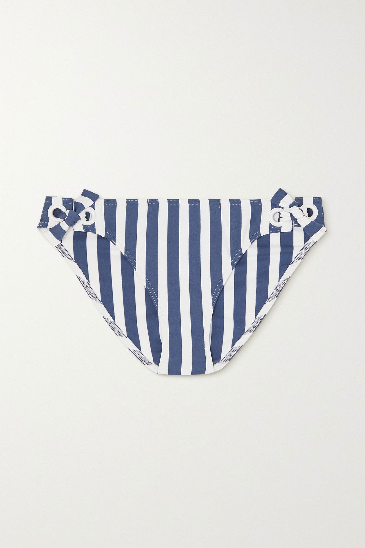 ERES Samba Vida Eyelet-Embellished Striped Bikini Briefs in Blue | Endource