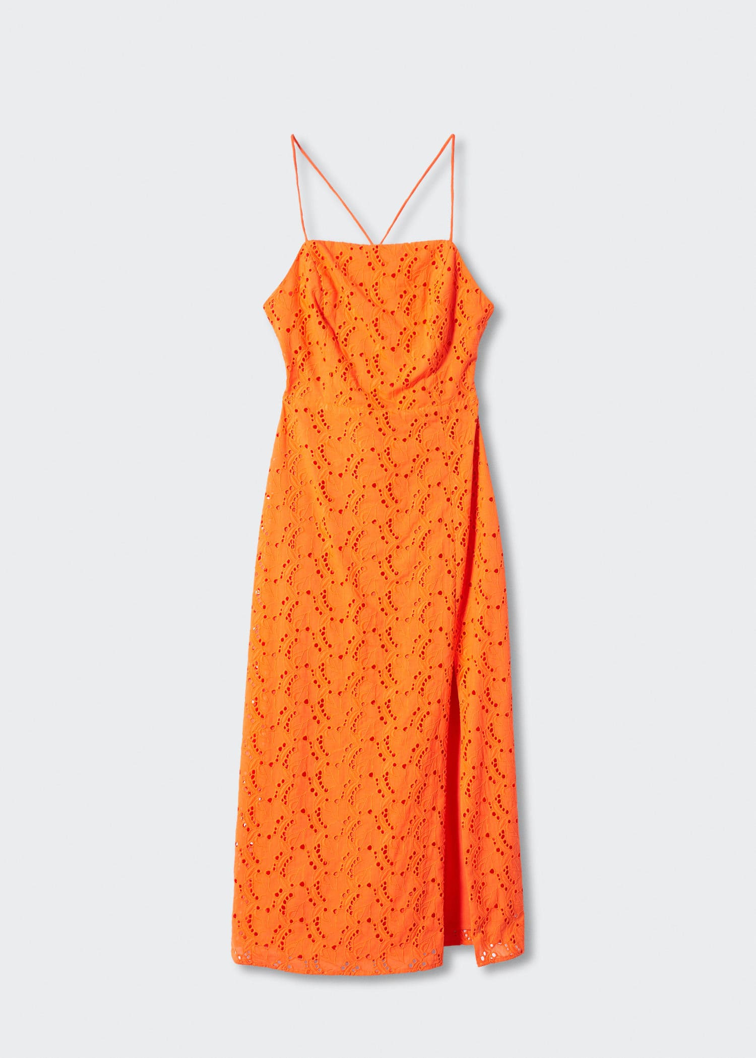 MANGO Openwork Dress With Opening in Orange | endource