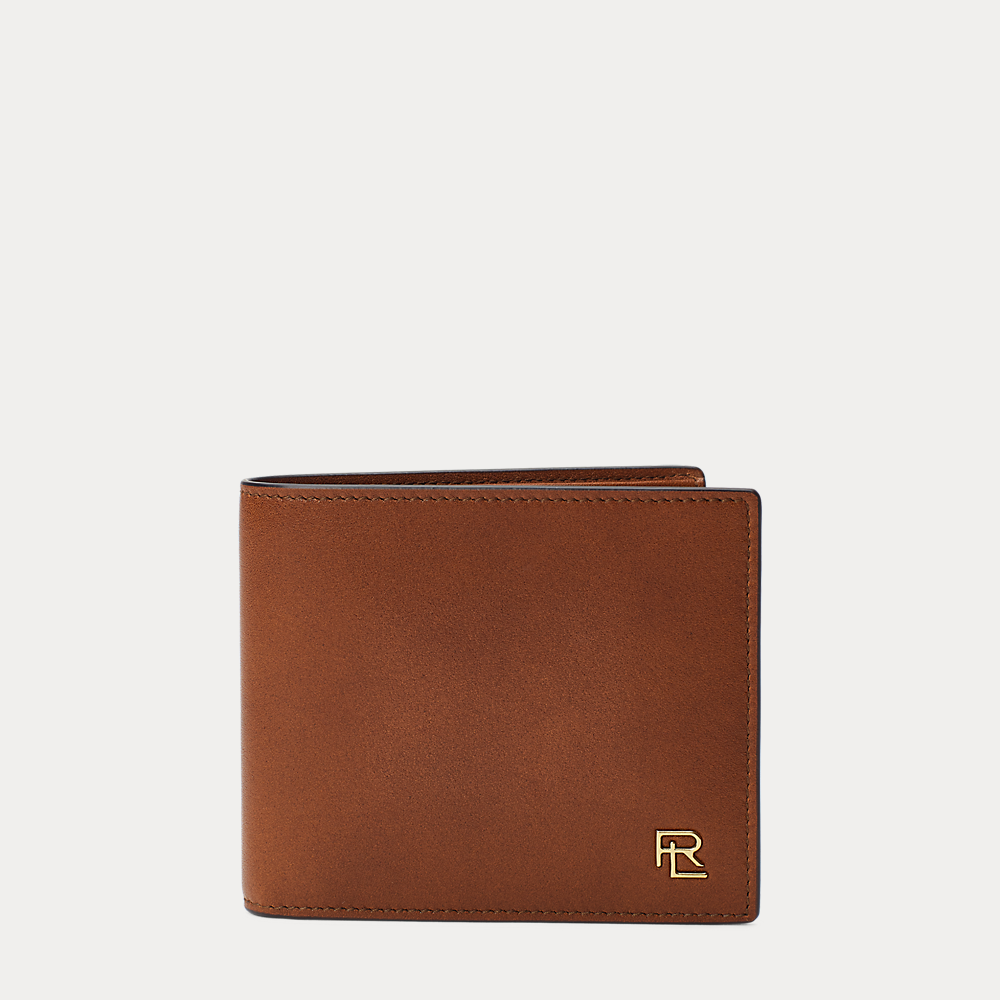 RALPH LAUREN PURPLE LABEL Metal-Plaque Leather Billfold in Brown | endource