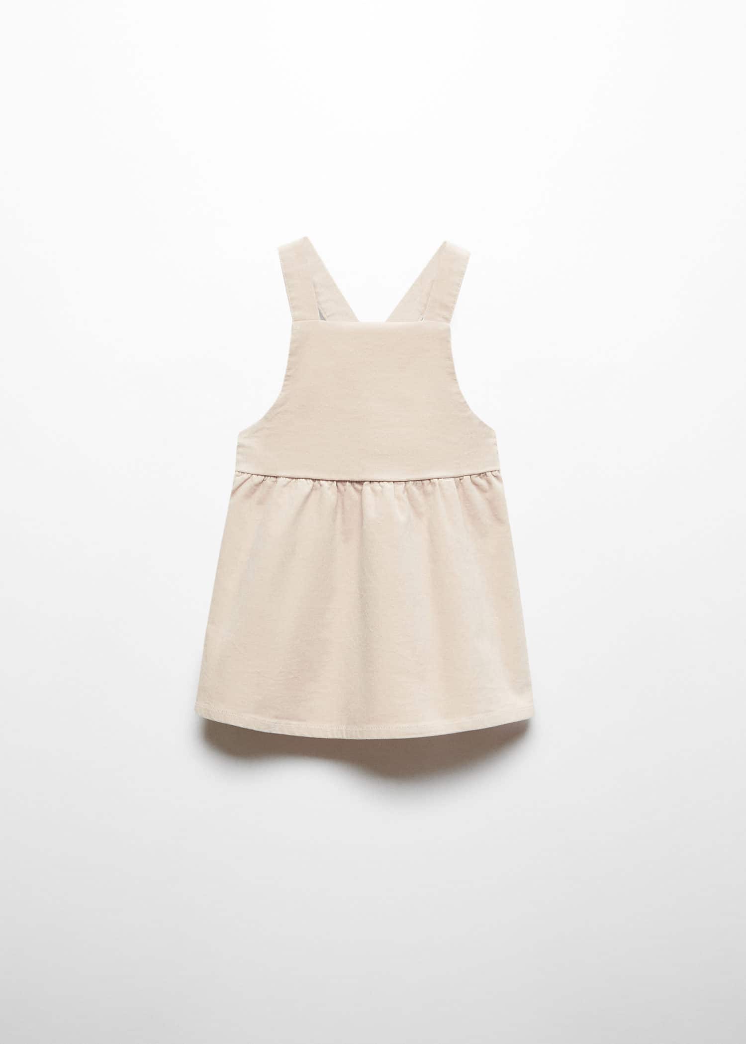 MANGO Velvet Pinafore Dress in Sand | Endource