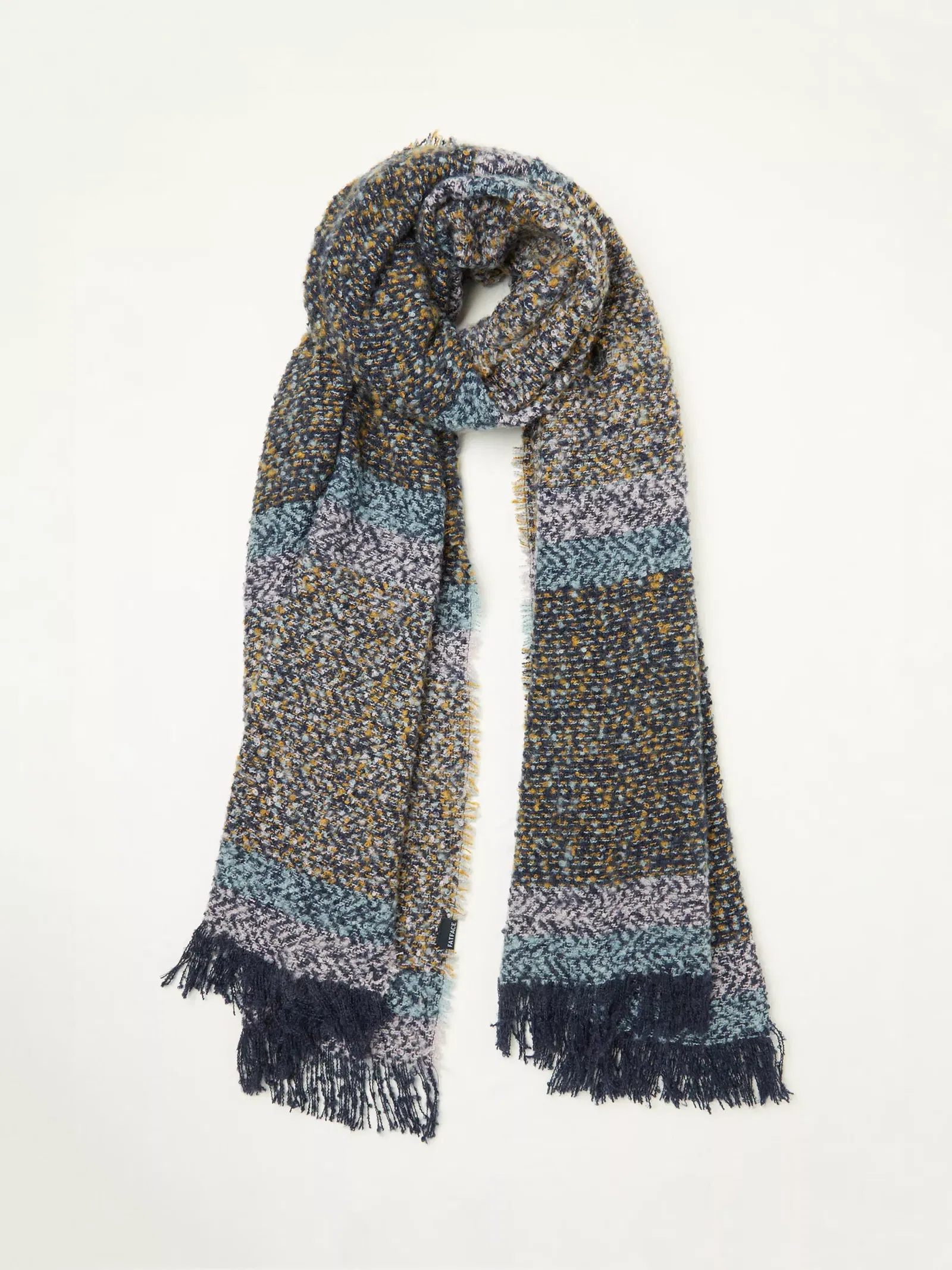 FATFACE Lizzie Boucle Scarf in Blue | endource
