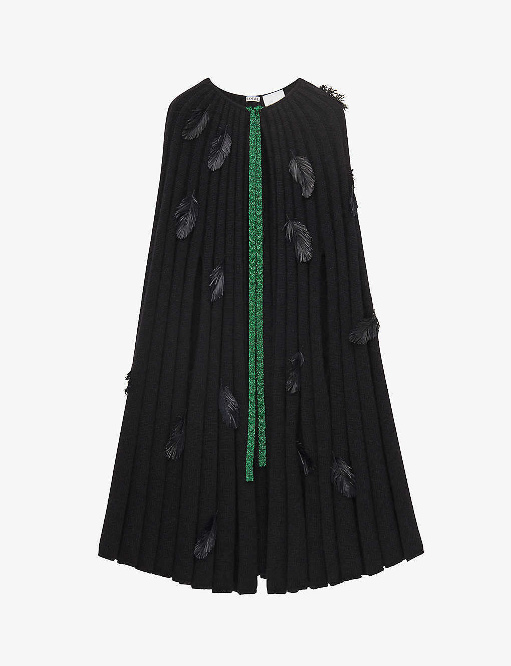 LOEWE Loewe x Howl's Moving Castle - Feather-Trim Cape in BLACK | endource