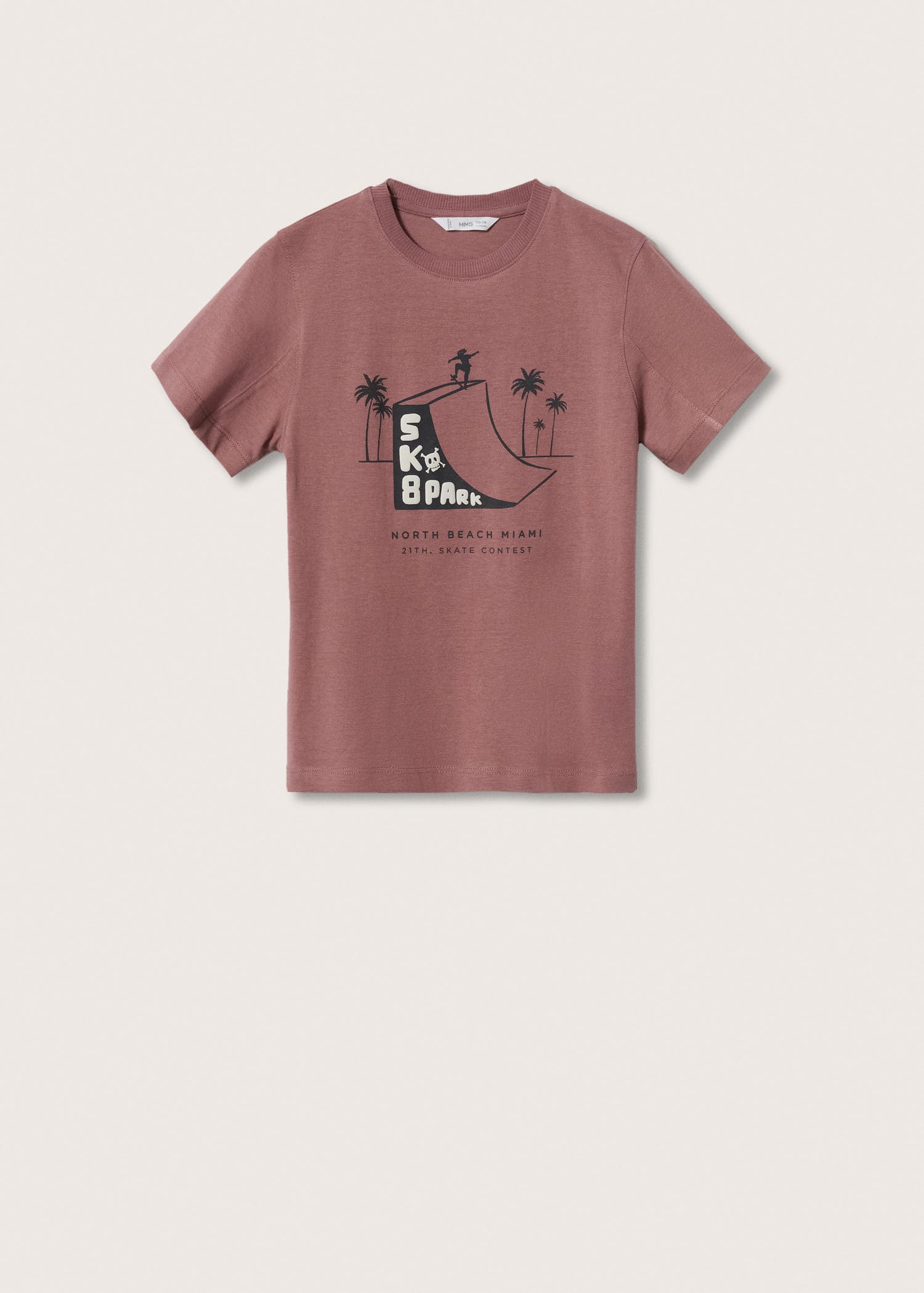 MANGO Printed Cotton-Blend T-Shirt in Cherry | endource