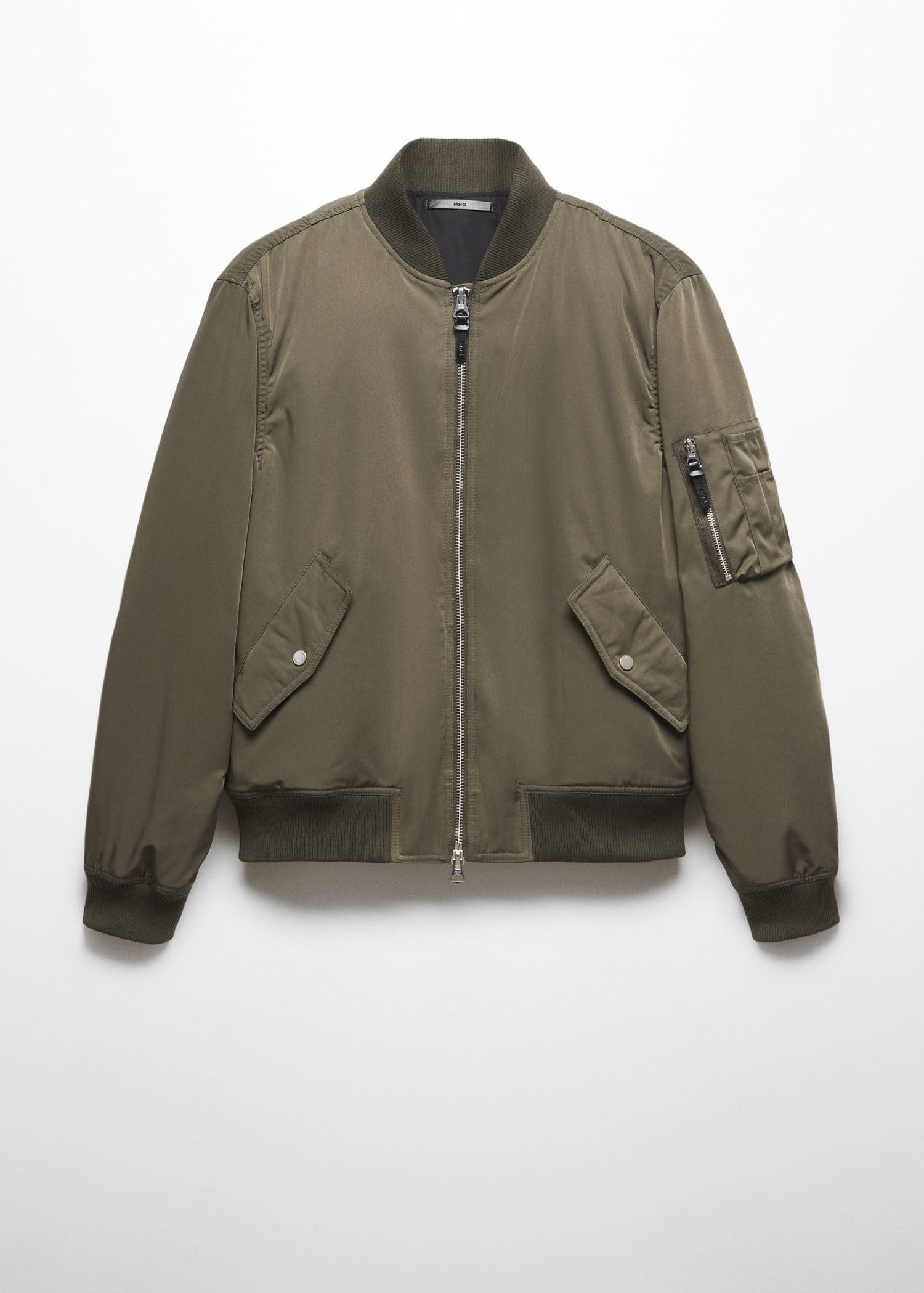 MANGO Classic Bomber Jacket in Khaki | endource