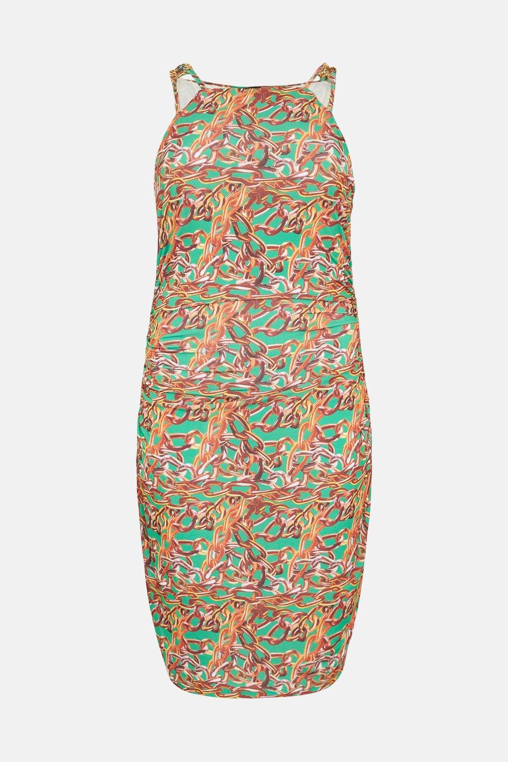 KAREN MILLEN Plus Size Chain Print Jersey Mini Dress in Chain | Endource