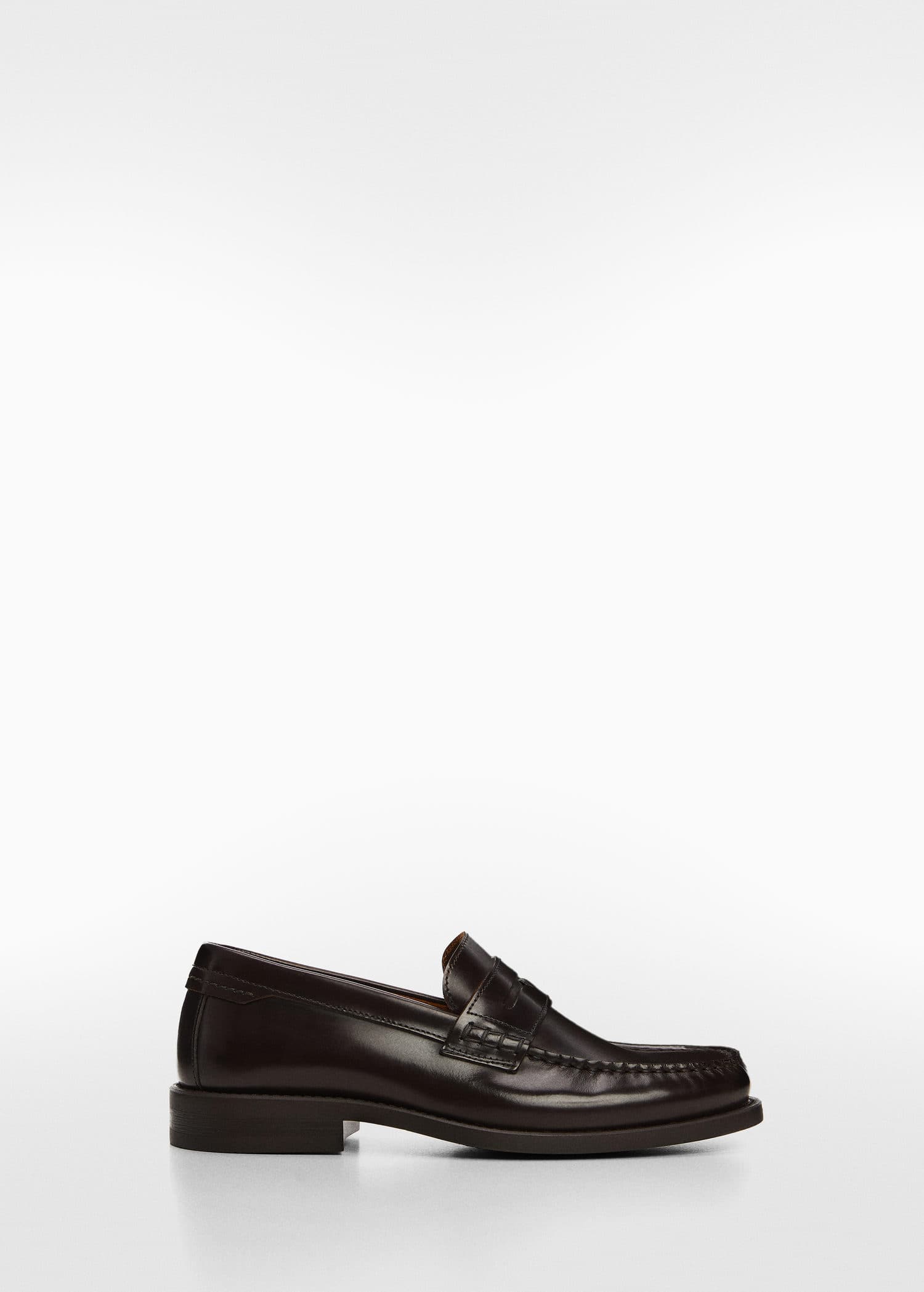 MANGO Leather Penny Loafers in Burgundy | Endource