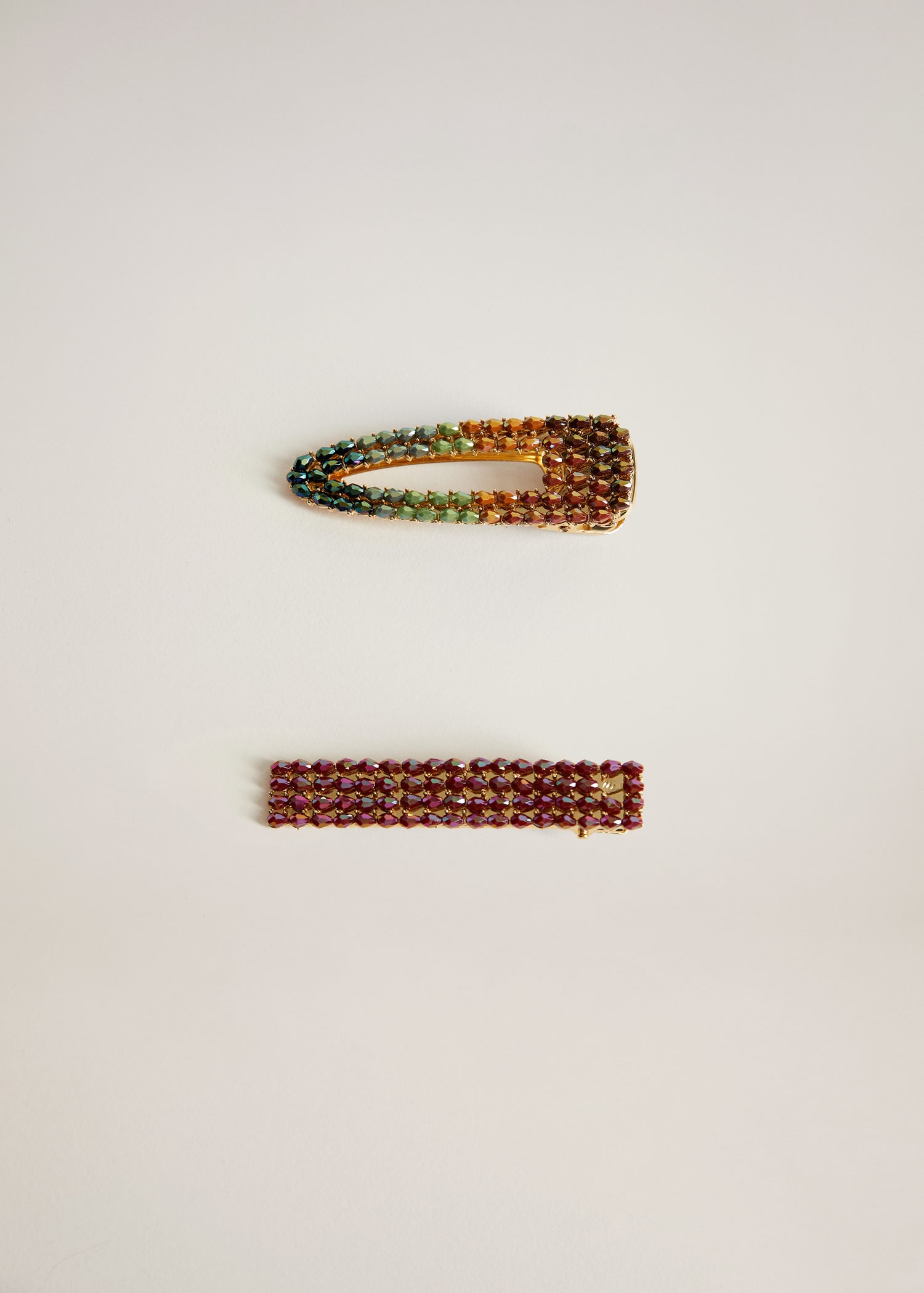 MANGO Hairclip 2 Set in Green | Endource