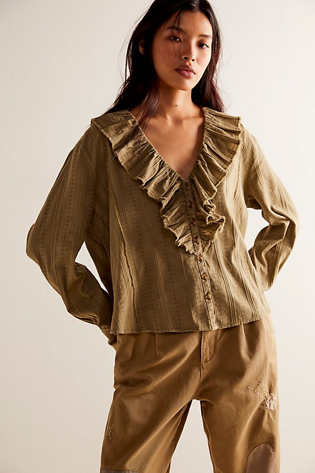 FREE PEOPLE Ruffled Up Shirt in Optic White | endource