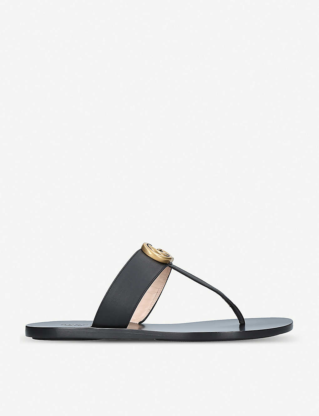 GUCCI Marmont Leather Sandals in BLACK | endource