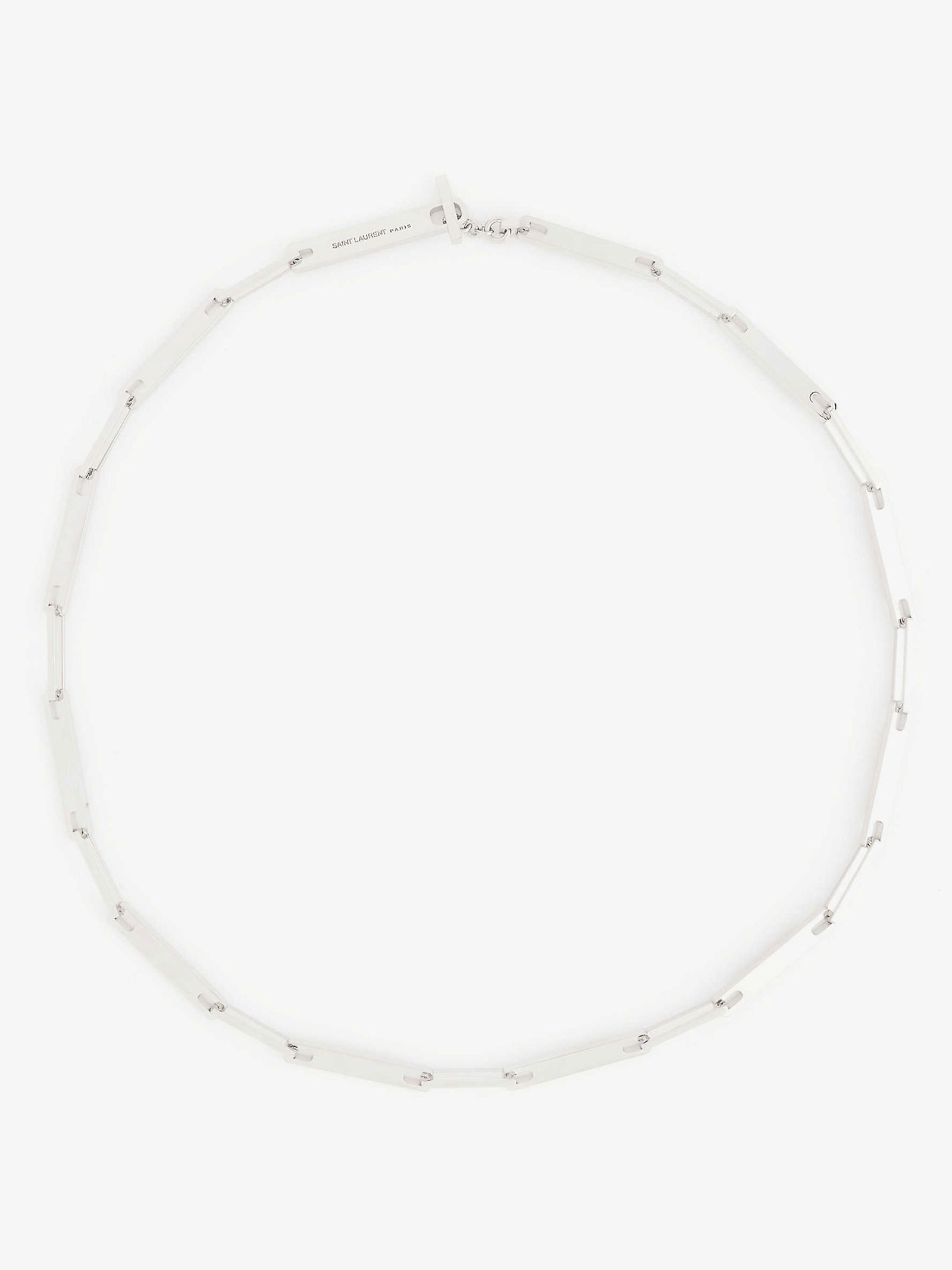 SAINT LAURENT Collier Multi-Plaque Brass Necklace in PALLADIUM | endource