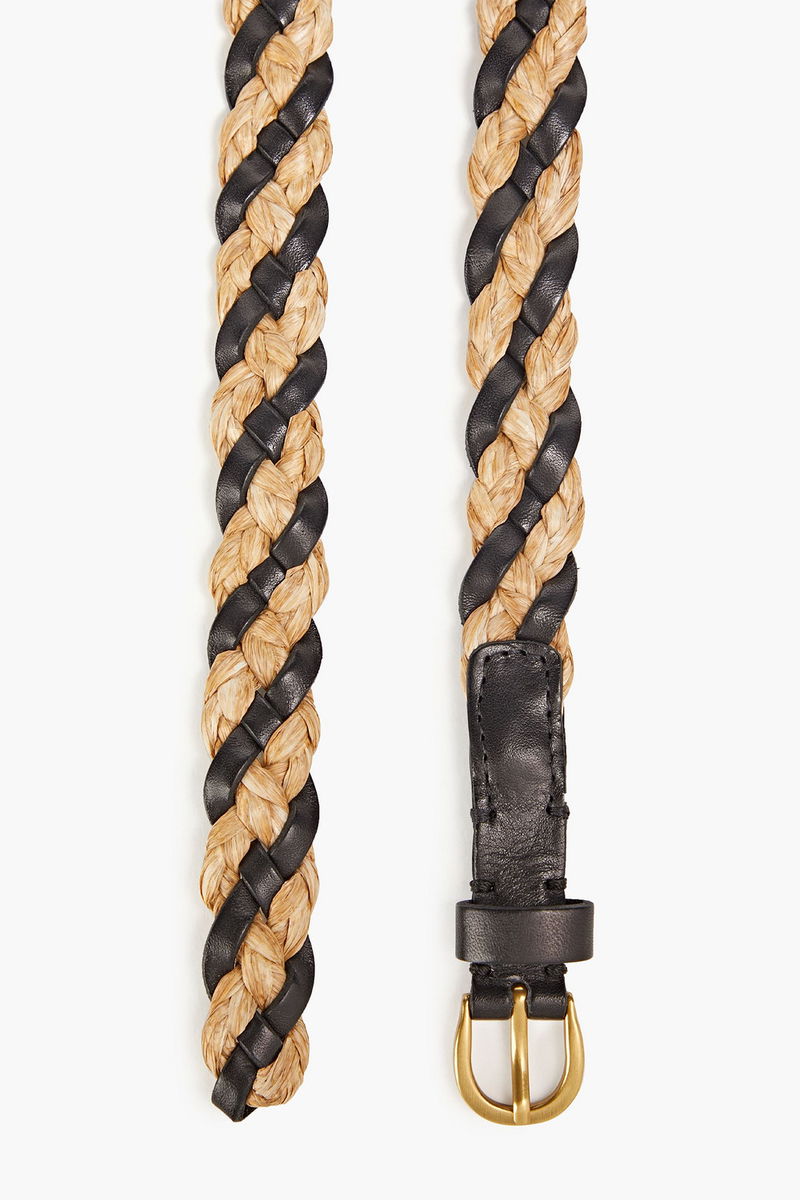 ZIMMERMANN Braided Leather And Raffia Belt in Black | endource