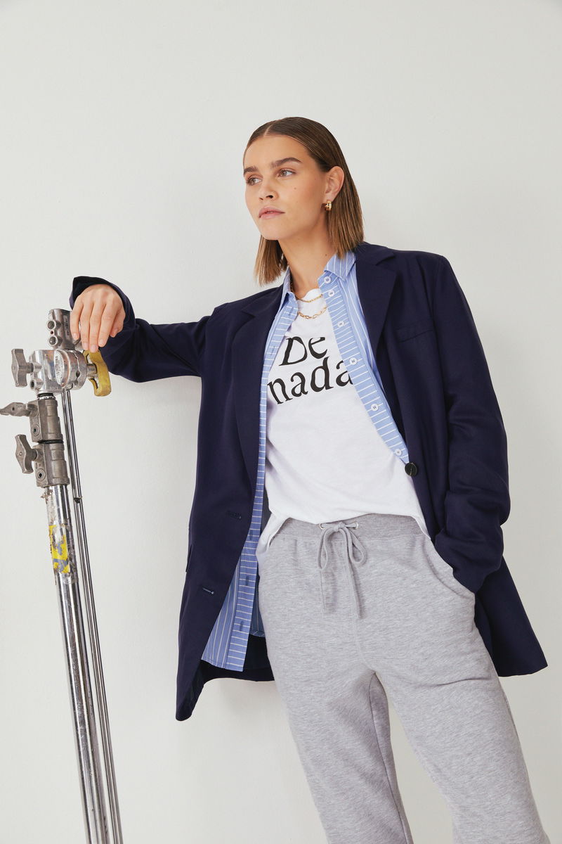 HUSH Pippa Stripe Shirt in Blue/White Stripe | Endource