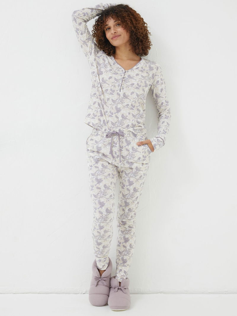 FATFACE Estelle Birds Pyjama Set in Ivory | endource