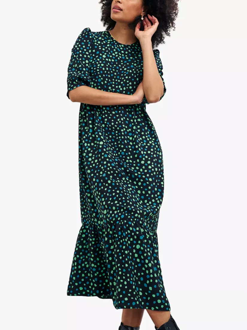 NOBODY'S CHILD Petite Rachel Siena Spot Tea Dress in Green | endource