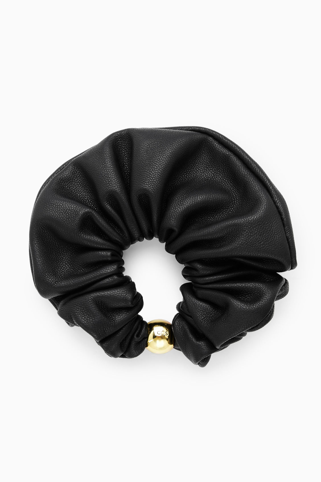 COS Embellished Leather Scrunchie in BLACK | endource