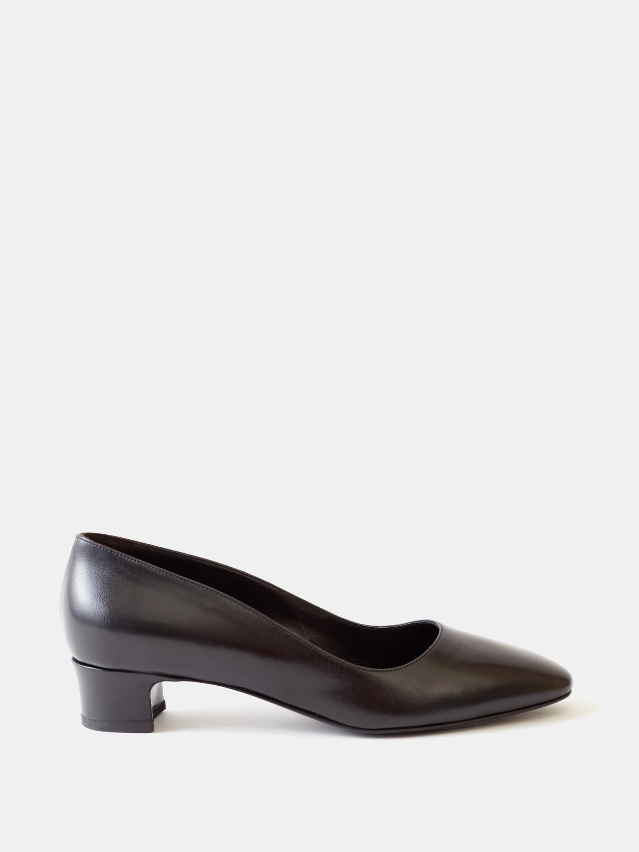 THE ROW Luisa 35 Block-Heel Leather Pumps in Black | endource