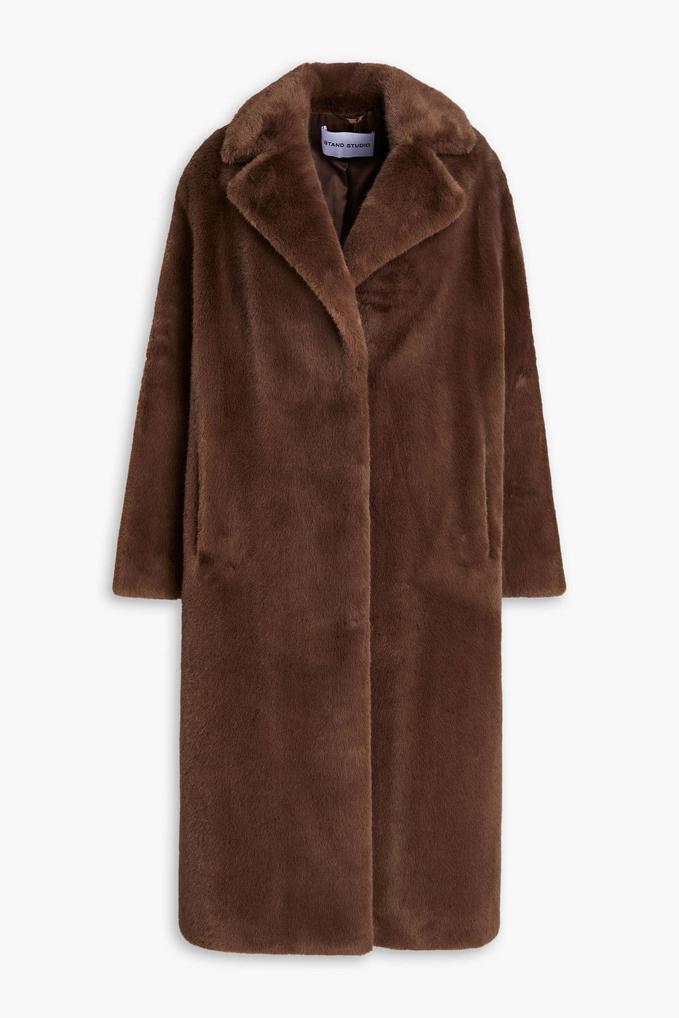 STAND STUDIO Mio Oversized Faux Fur Coat in Brown | Endource