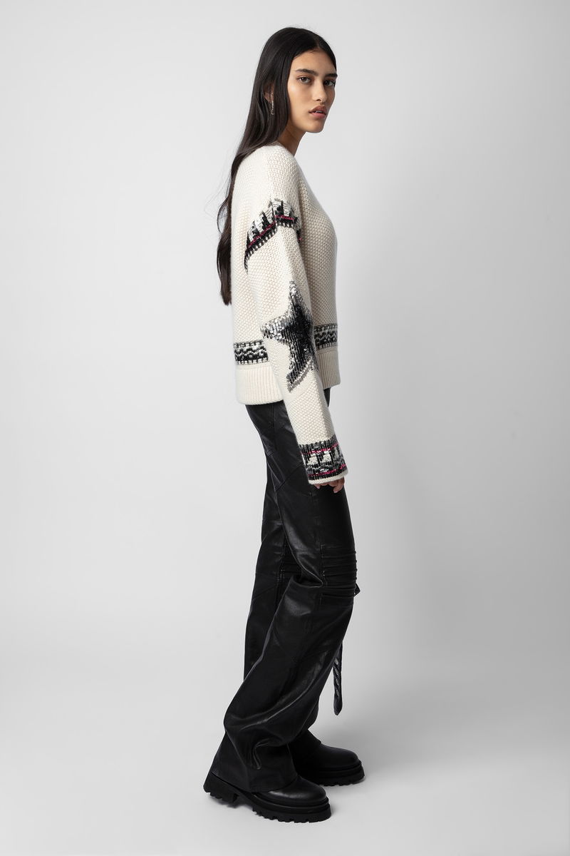 ZADIG & VOLTAIRE Kanson Sequins Cashmere Jumper in Sugar | endource