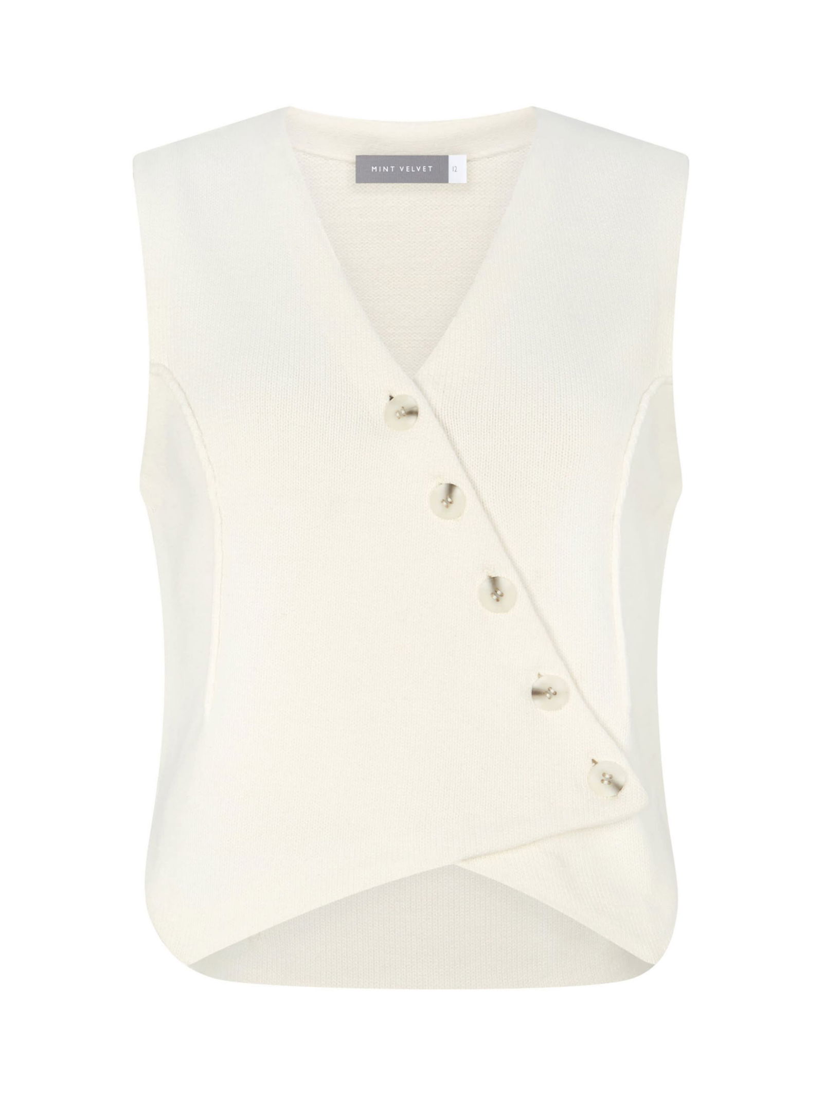 MINT VELVET Cropped Knitted Waistcoat Top in Ivory | endource