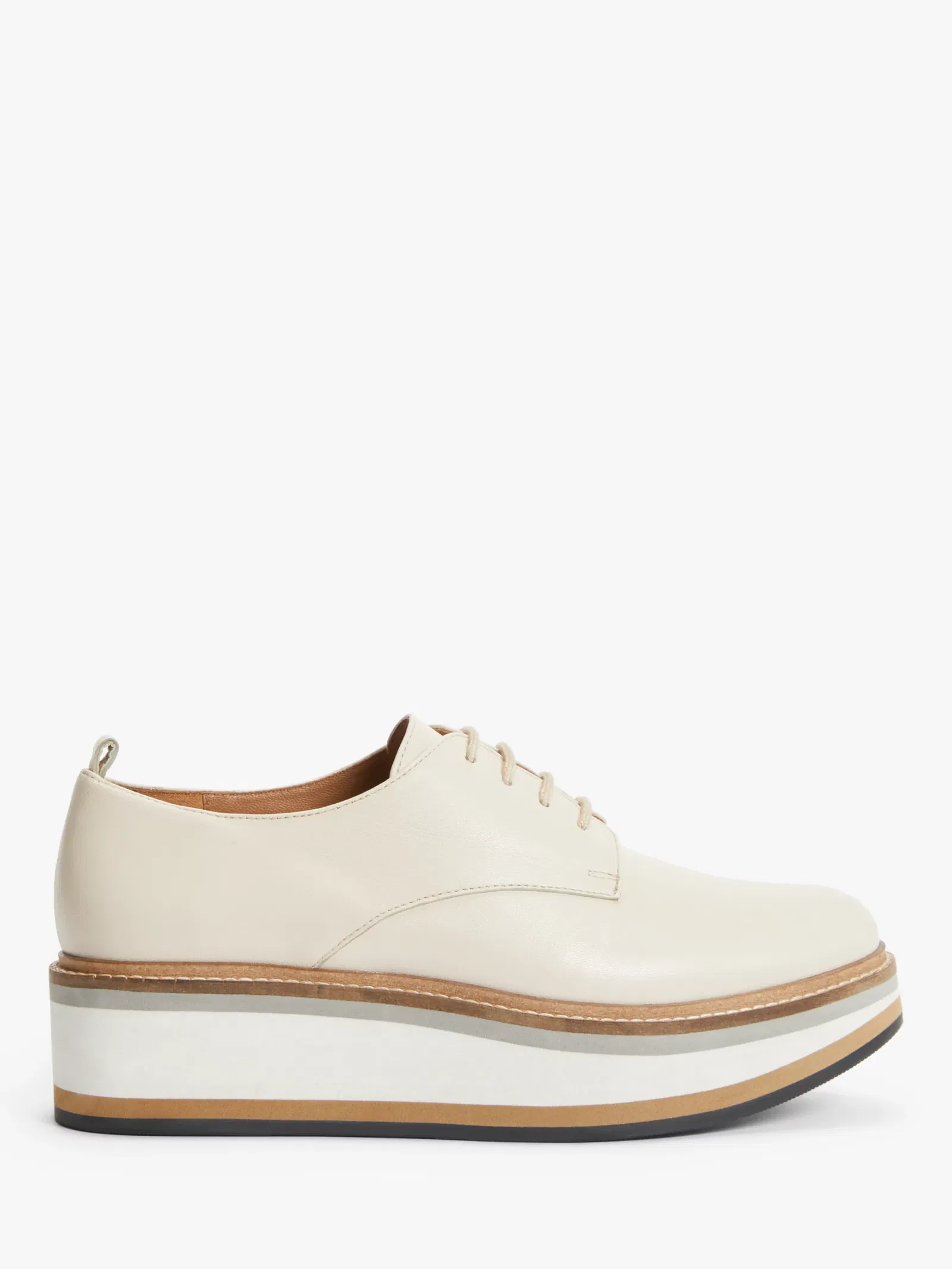 KIN Elisha Leather Flatform Brogue Shoes in Off White | endource